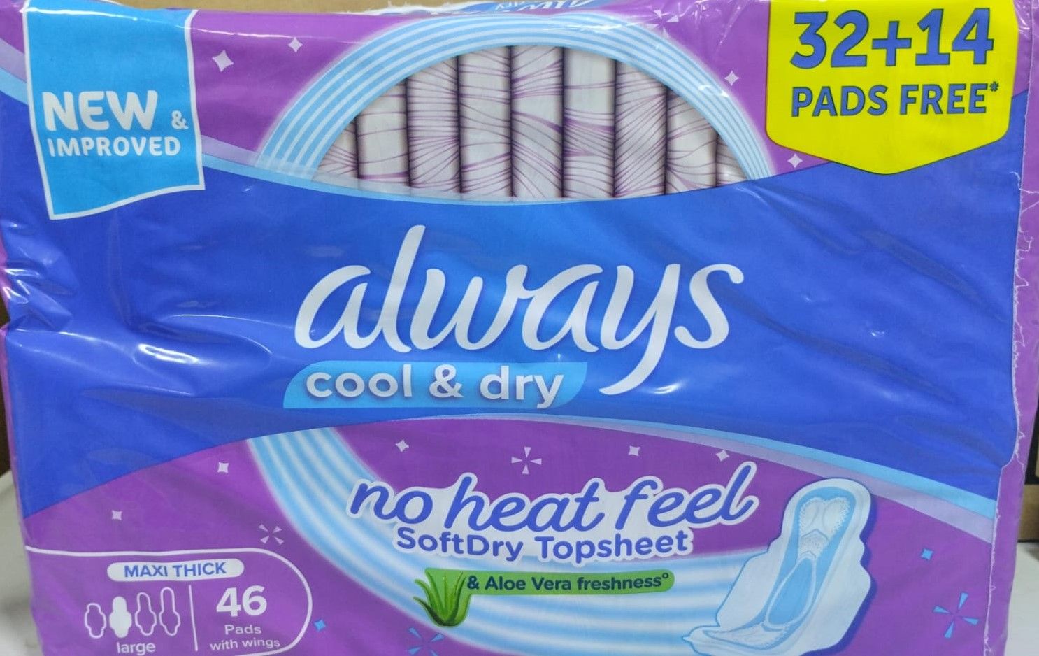 Buy Always Cool Dry Large Sanitary Pads, 4x46 Pieces Online in Kuwait ...