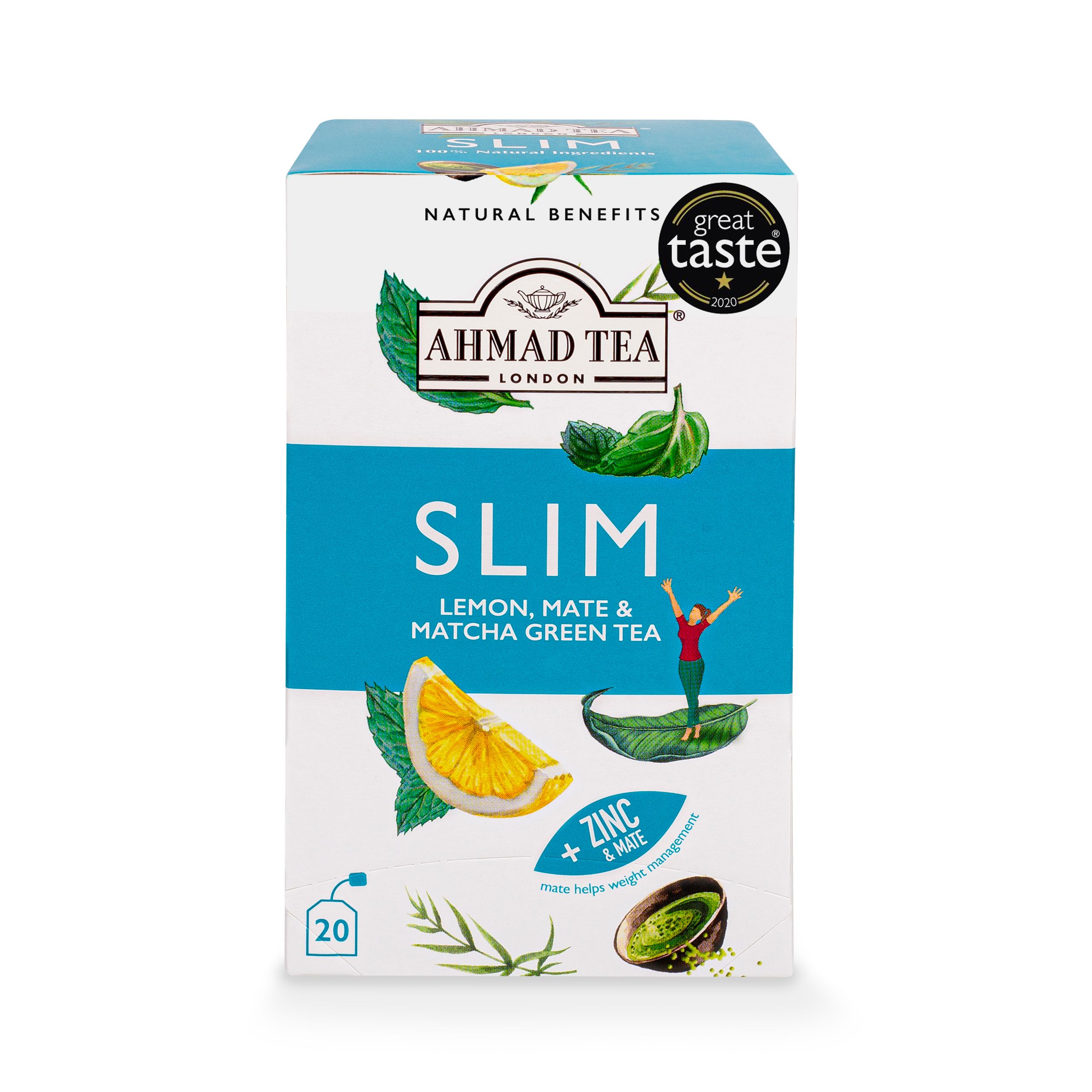 Buy Ahmad Tea Slim Lemon, Mate & Matcha Green Tea Tea Bags , 20 Pieces ...