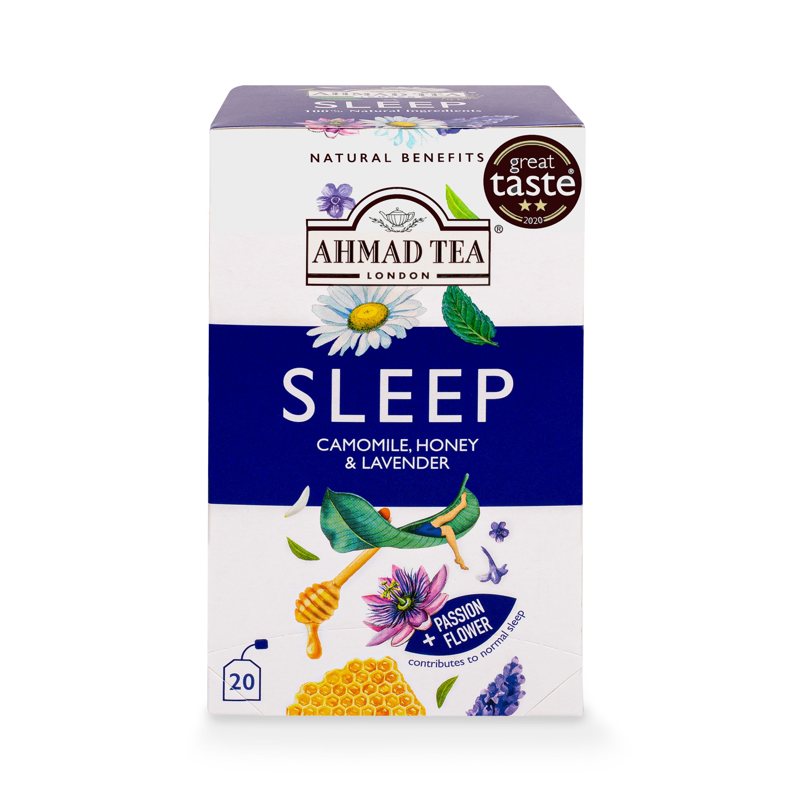 Buy Ahmad Tea Sleep Chamomile, Honey & Lavender Tea Bags, 20 Pieces ...