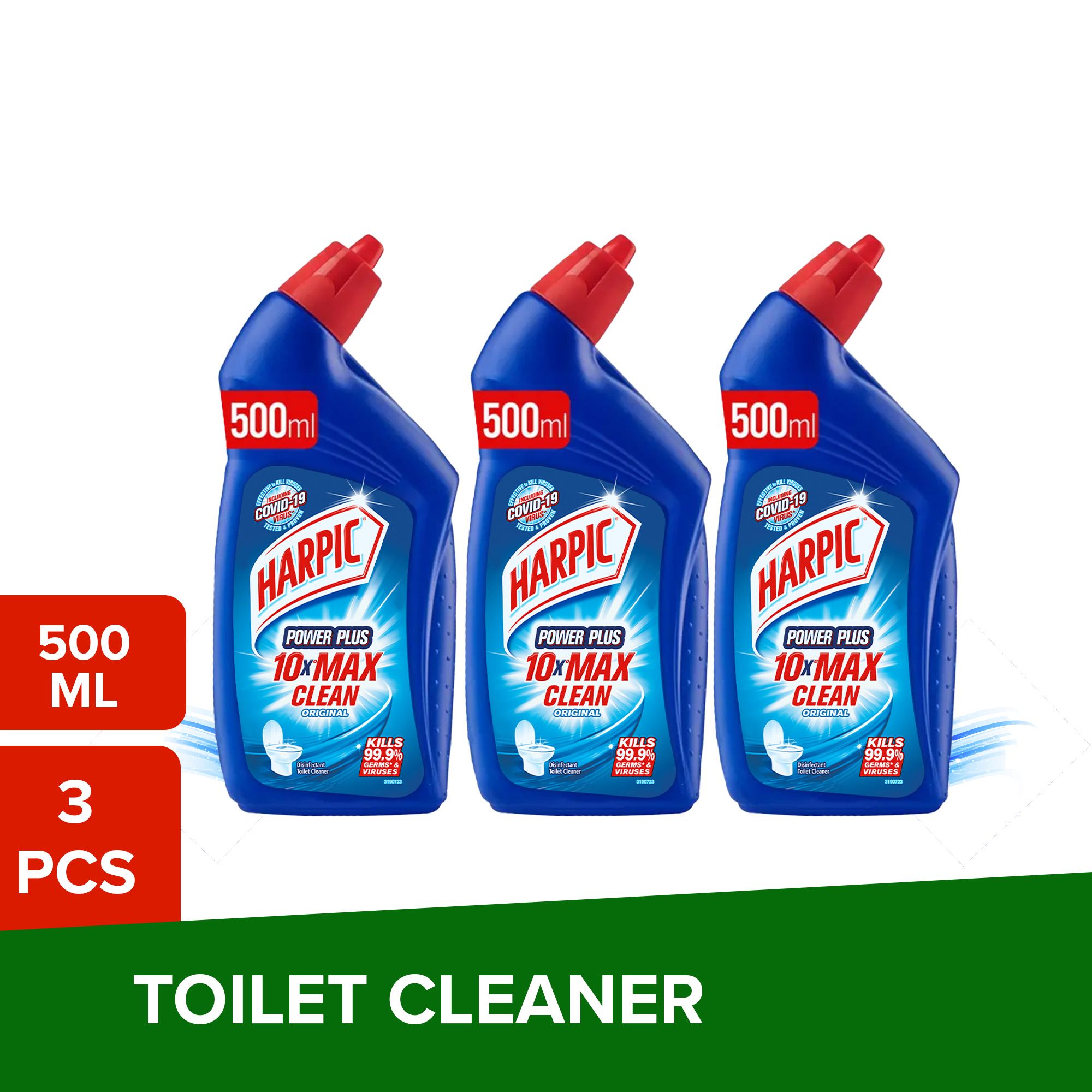 Buy Harpic Power Plus Original 10X Max Clean Toilet Cleaner, 3x500ml Online in Kuwait | Talabat ...