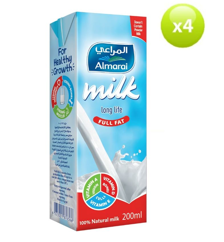 Buy Almarai Full Cream Milk, 200ml*4 Online in Egypt | Talabat Egypt