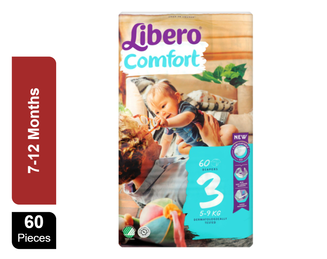 Buy Libero Comfort Baby Diapers, Size 3, 60 Pieces Online in Kuwait ...