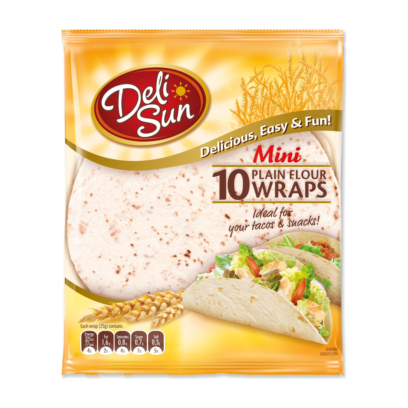 Buy Deli Sun Plain Flour Tortilla Wraps - Small, 14cm, 10 Pieces Online ...