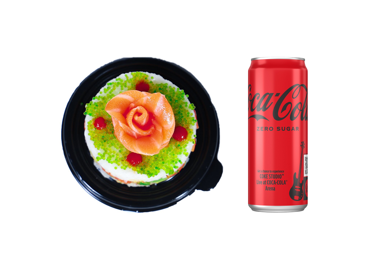 اشترِ Salmon Sushi Cake + Coca-Cola (Coke) Zero Soft Drink 330 ml ...