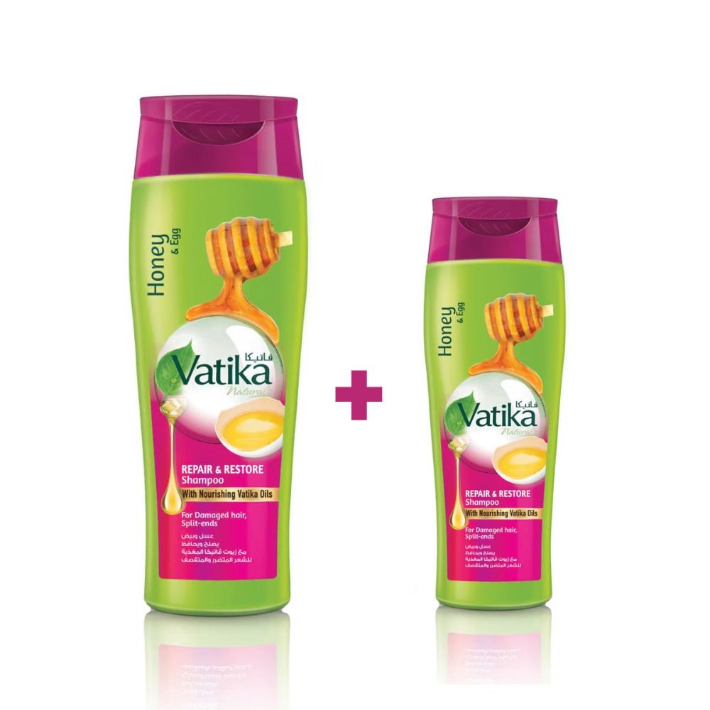 Buy Vatika Shampoo 400 ml + 200 ml Free Repair And Restore Online in ...