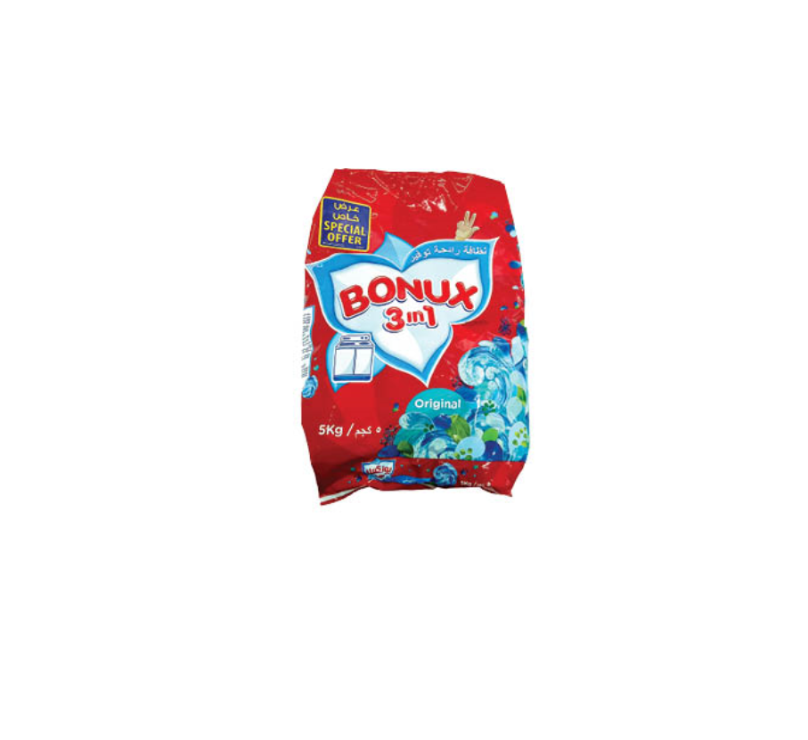Buy Bonux 3 in 1 Original Detergent Powder, 5kg Online in Oman | Talabat Oman