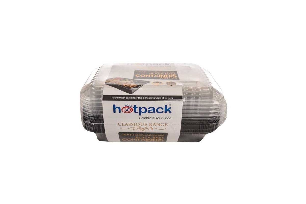Buy Hotpack Black Base Rectangular Microwavable Container, 5 Pieces ...