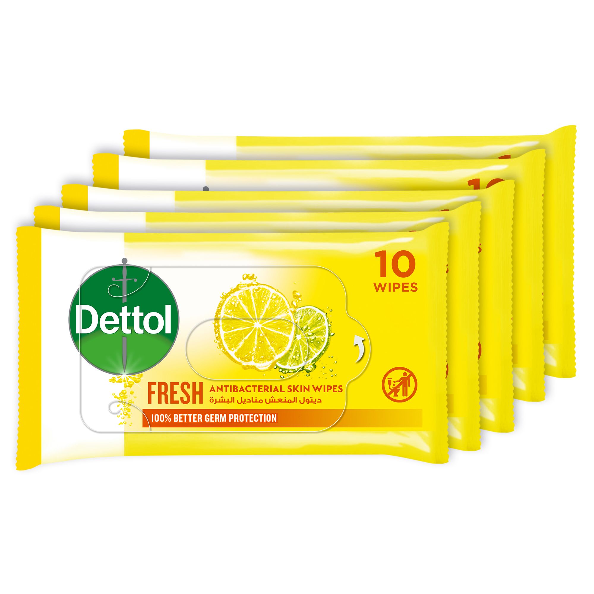 Buy Dettol Fresh Antibacterial Skin Wipes, 5x10 Pieces Online in ...