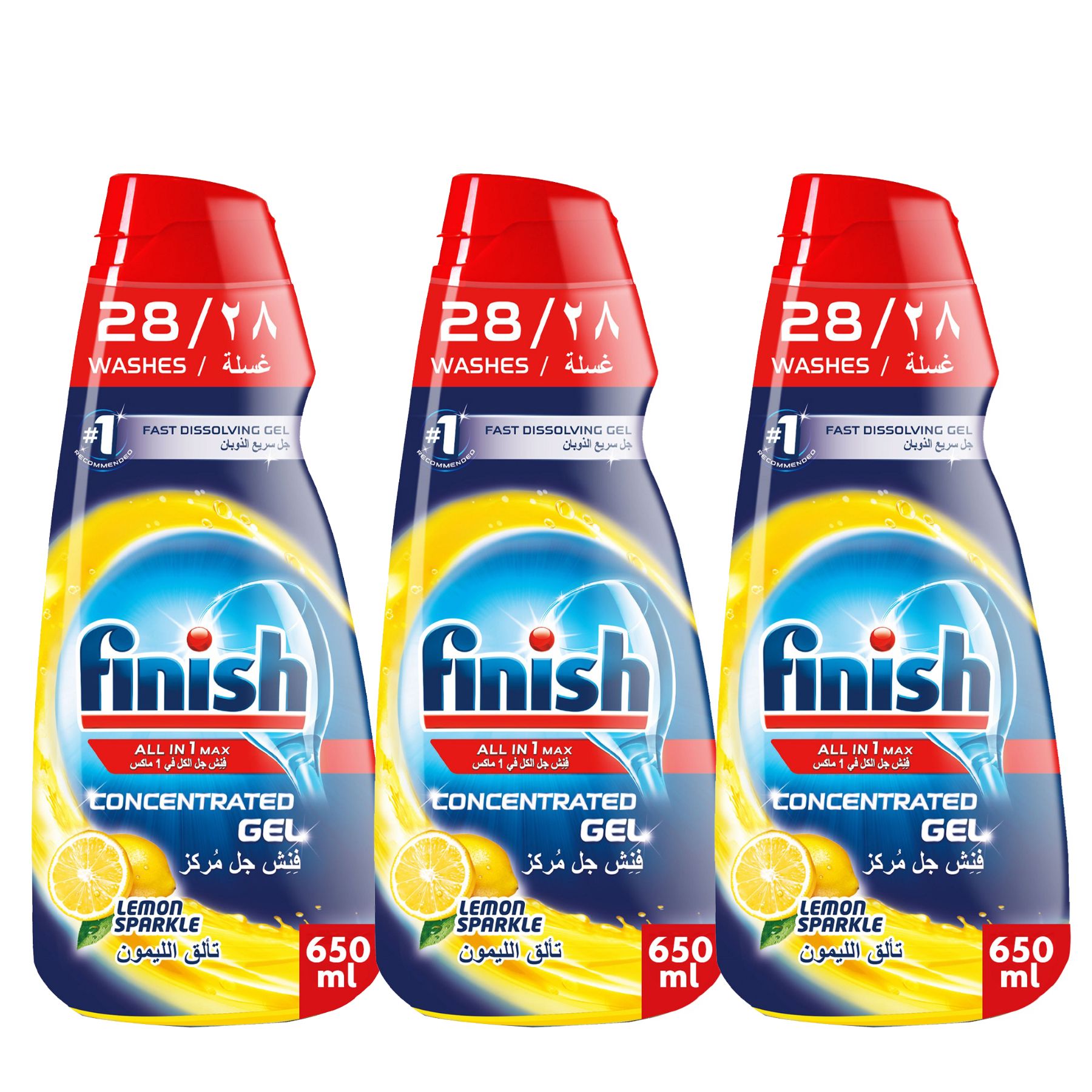 Buy Finish Dishwasher Detergent Concentrated Gel Lemon 3 x 650 ml ...