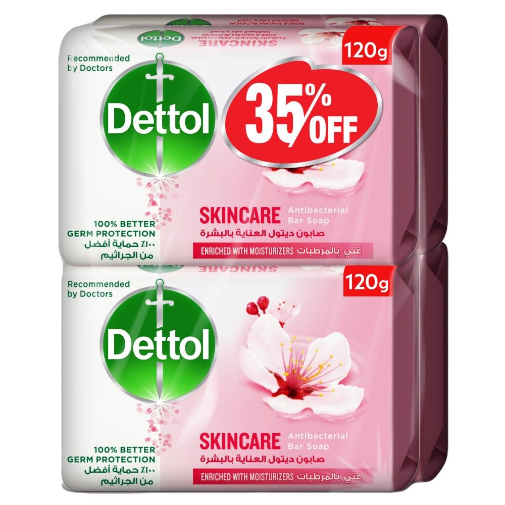 Buy Dettol Skincare Sakura Blossom Antibacterial Soap Bar, 4x120g ...