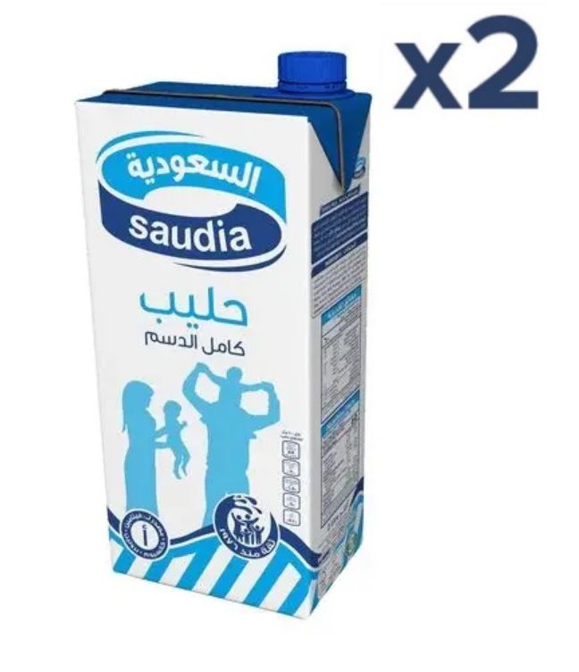 Buy Saudia Whole Milk Full Fat 2 L - 2pcs Online in Jordan | Talabat Jordan