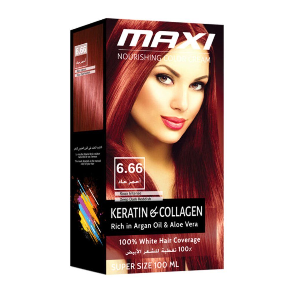 Buy Maxi Hair Colour Cream Kit Number 6.66 - Deep Dark, 100ml Online in ...
