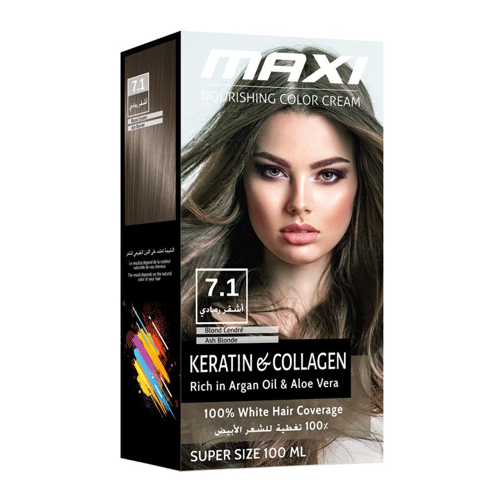 اشترِ Maxi Hair Colour Cream Kit Number 7.1 - Ash Blond, 100ml أونلاين ...