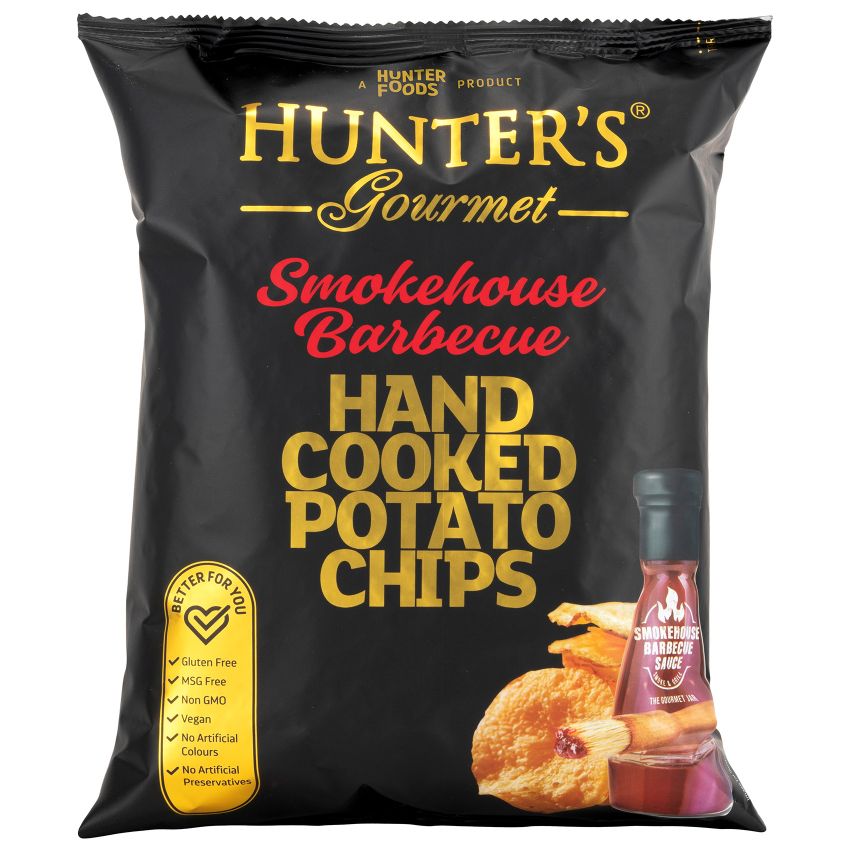 Buy Hunter's Hand Cooked Potato Chips Smokehouse Barbecue, 125g Online ...