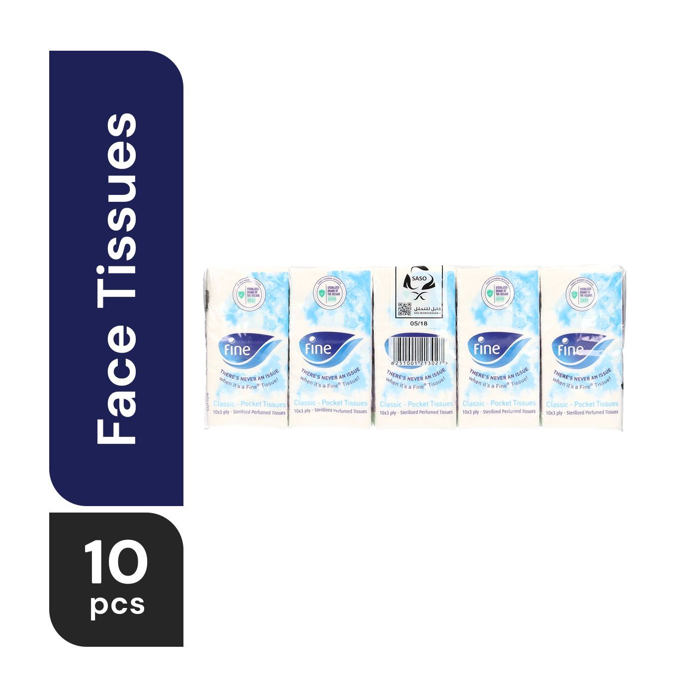 Buy Fine Facial Tissues Classic Pocket 3 Ply x 10s x 10 pcs Online in ...