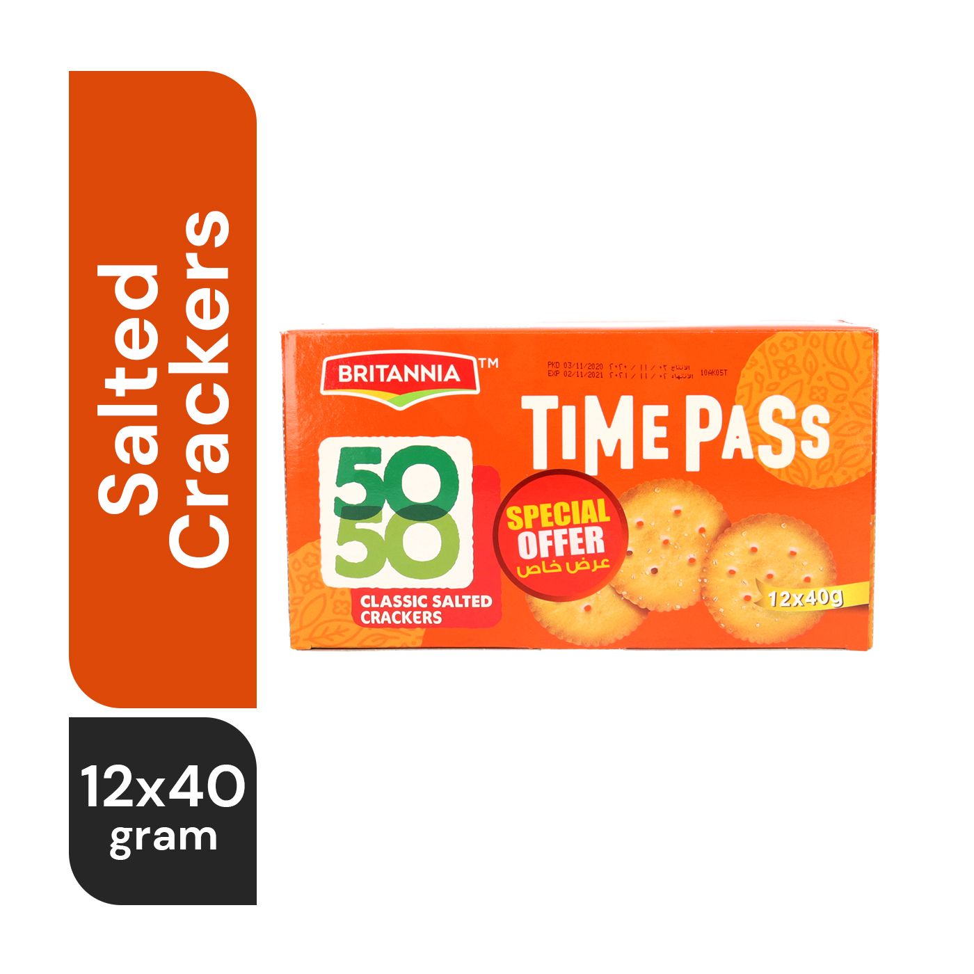 Buy Britannia Time Pass Classic Salted Crackers 40 g x 12 Pcs Online in ...