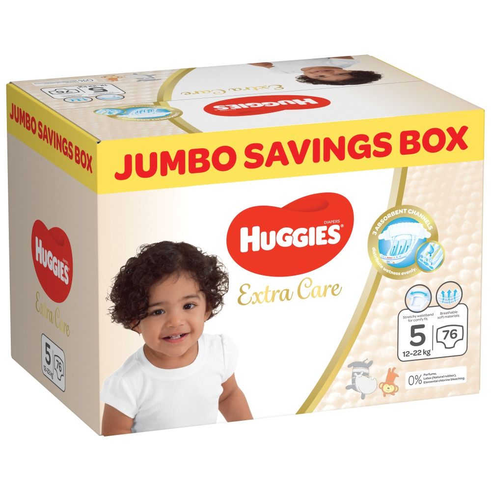 Buy Huggies Baby Diapers Extra Care Size 5 Jumbo Box, 76 Pieces Online ...