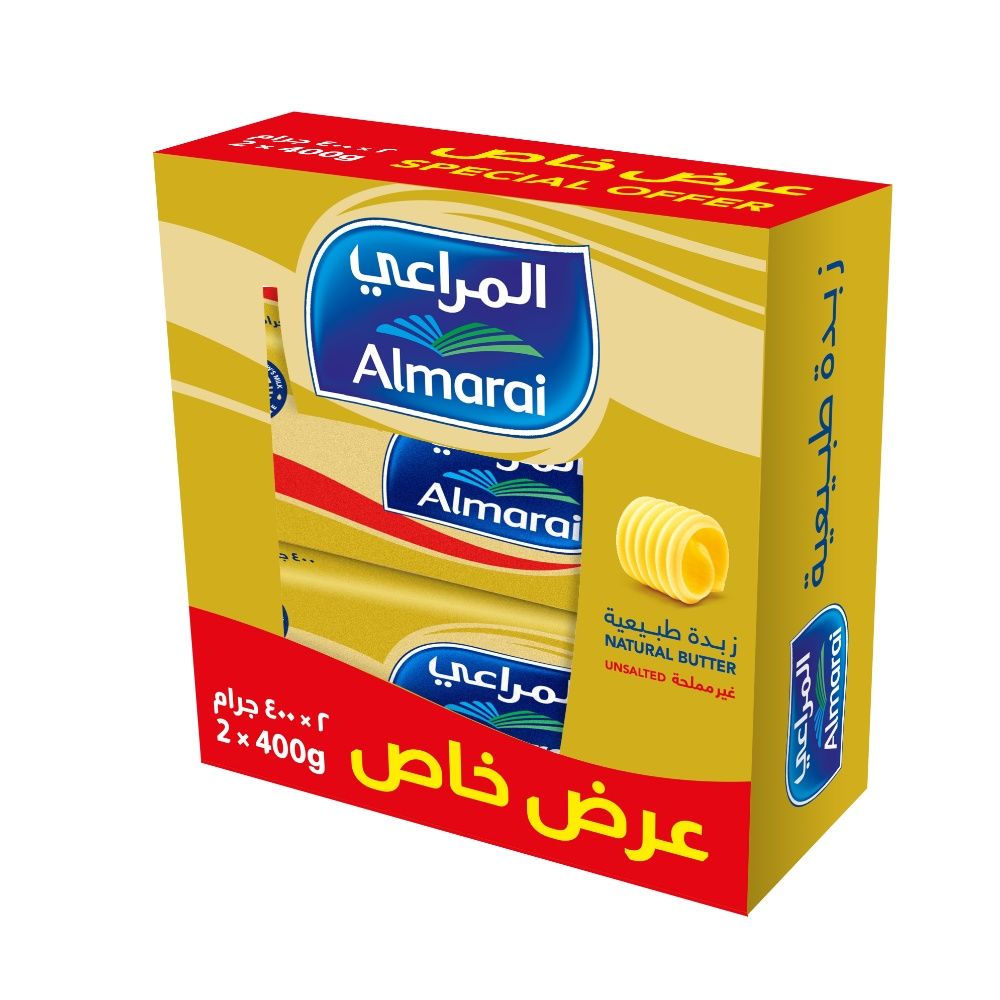 Buy Almarai Unsalted Natural Butter, 2x400g Online in UAE | Talabat UAE