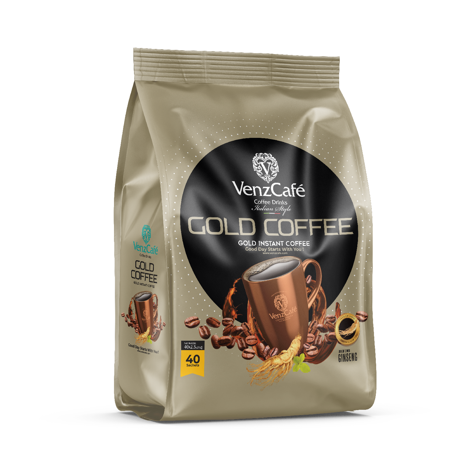 Buy VenzCafe Gold Coffee with Ginseng, 40x2.5g Online in Oman | Talabat ...