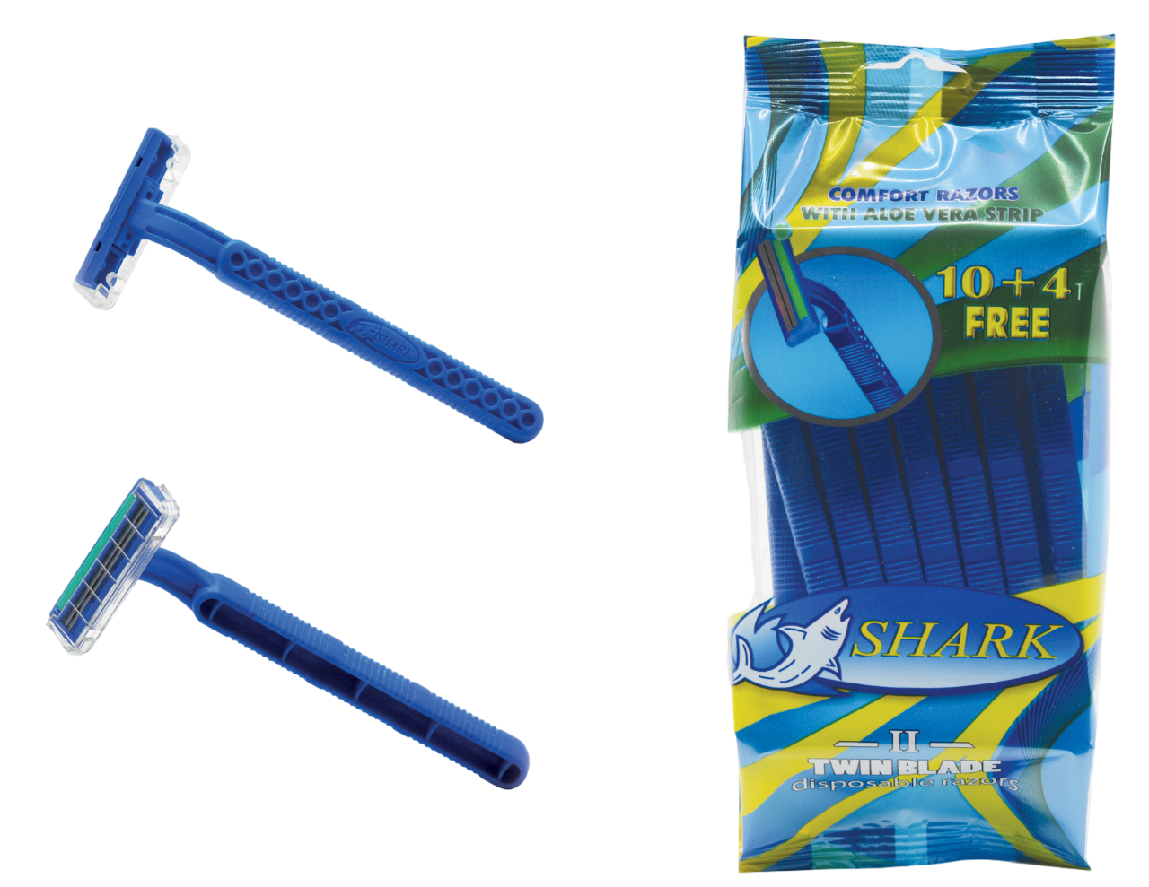 Buy Shark Twin Blade Fixed Head Blue Disposable Razors, 14 Razors ...