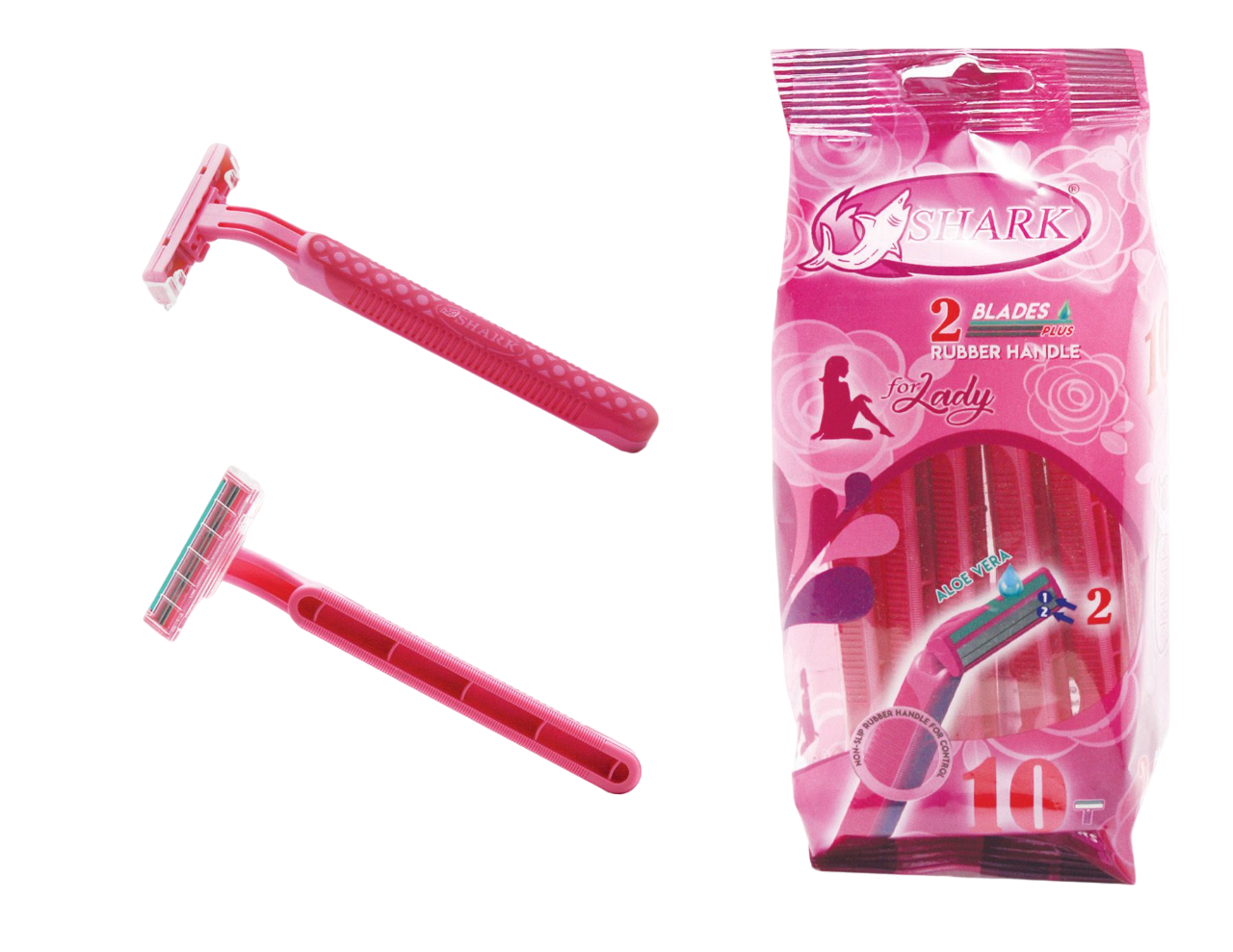 Buy Shark Twin Blade Fixed Head Rubber Handle Disposable Razors for ...