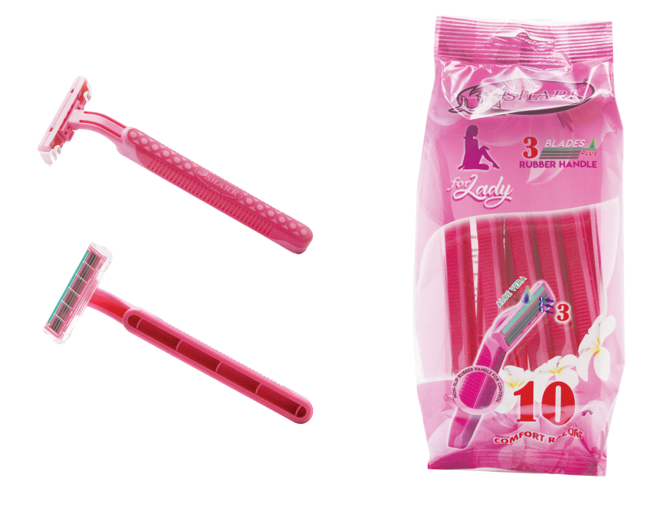 Buy Shark Triple Blade Fixed Head Rubber Handle Comfort Razors for ...