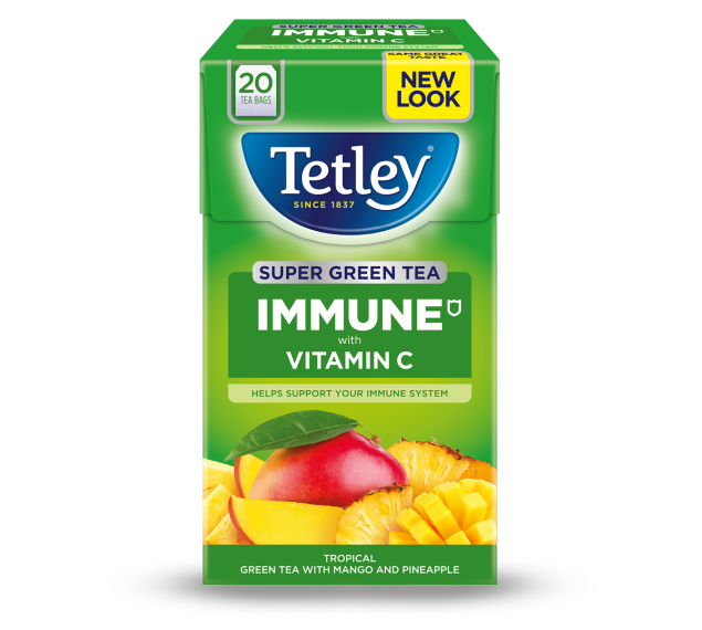 Buy Tetley Super Green Defence Mango Pineapple 20S Bags 40G Online in ...