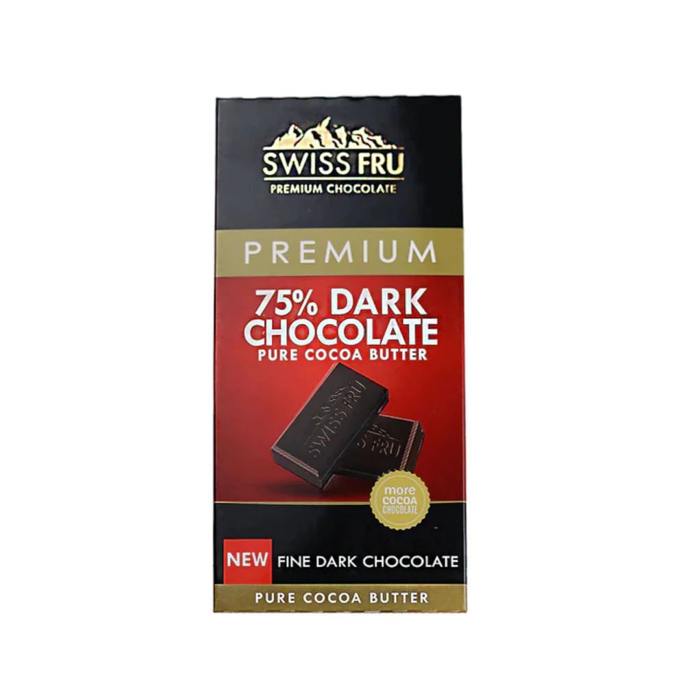 Buy Swiss Fru 75% Dark Chocolate Slab, 80g Online in Egypt | Talabat Egypt