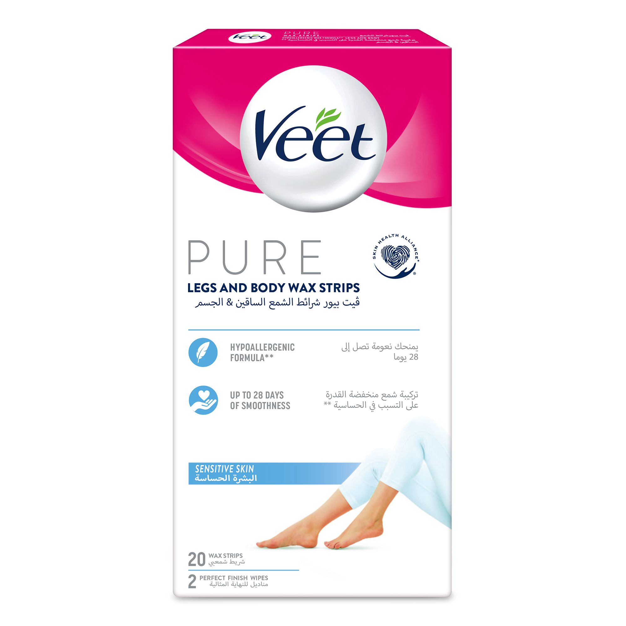 Buy Veet Pure Sensitive Skin Legs & Body Wax Strips, 20 Strips Online ...