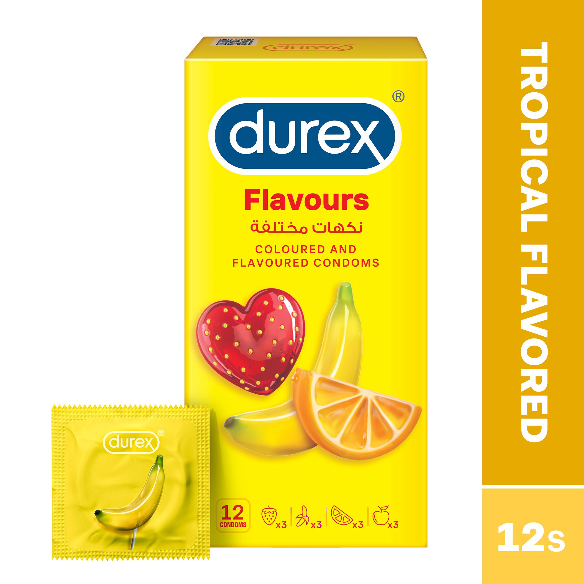 Buy Durex Tropical Flavours Coloured & Flavoured Condoms for Men, 12 ...