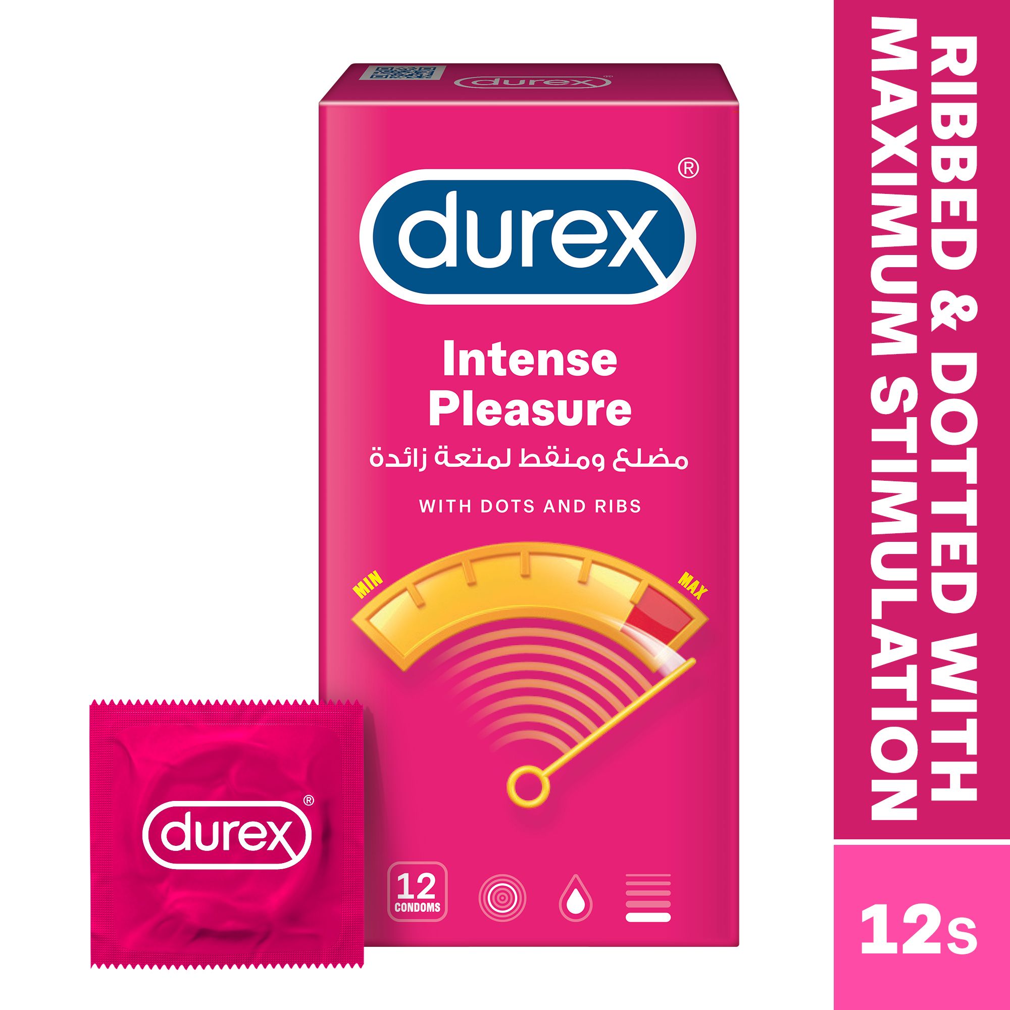 Buy Durex Intense Pleasure Me Ribbed and Dotted Condoms, 12 Pieces Online in Kuwait | Talabat Kuwait