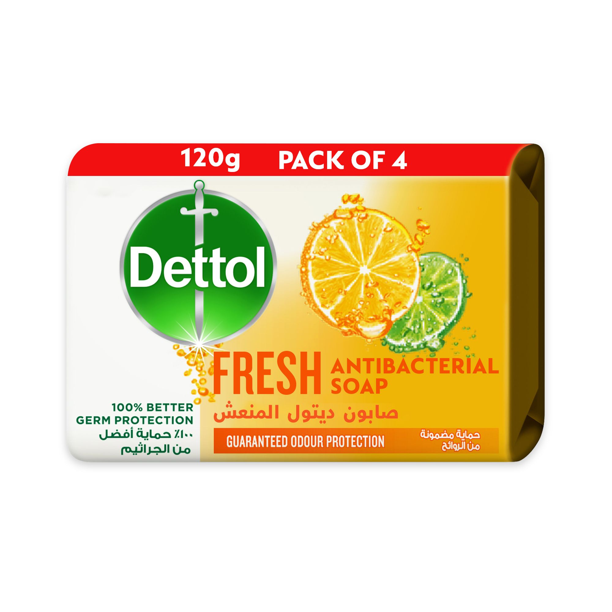 Buy Dettol Fresh Citrus & Orange Blossom Antibacterial Soap Bar, 4x120g ...