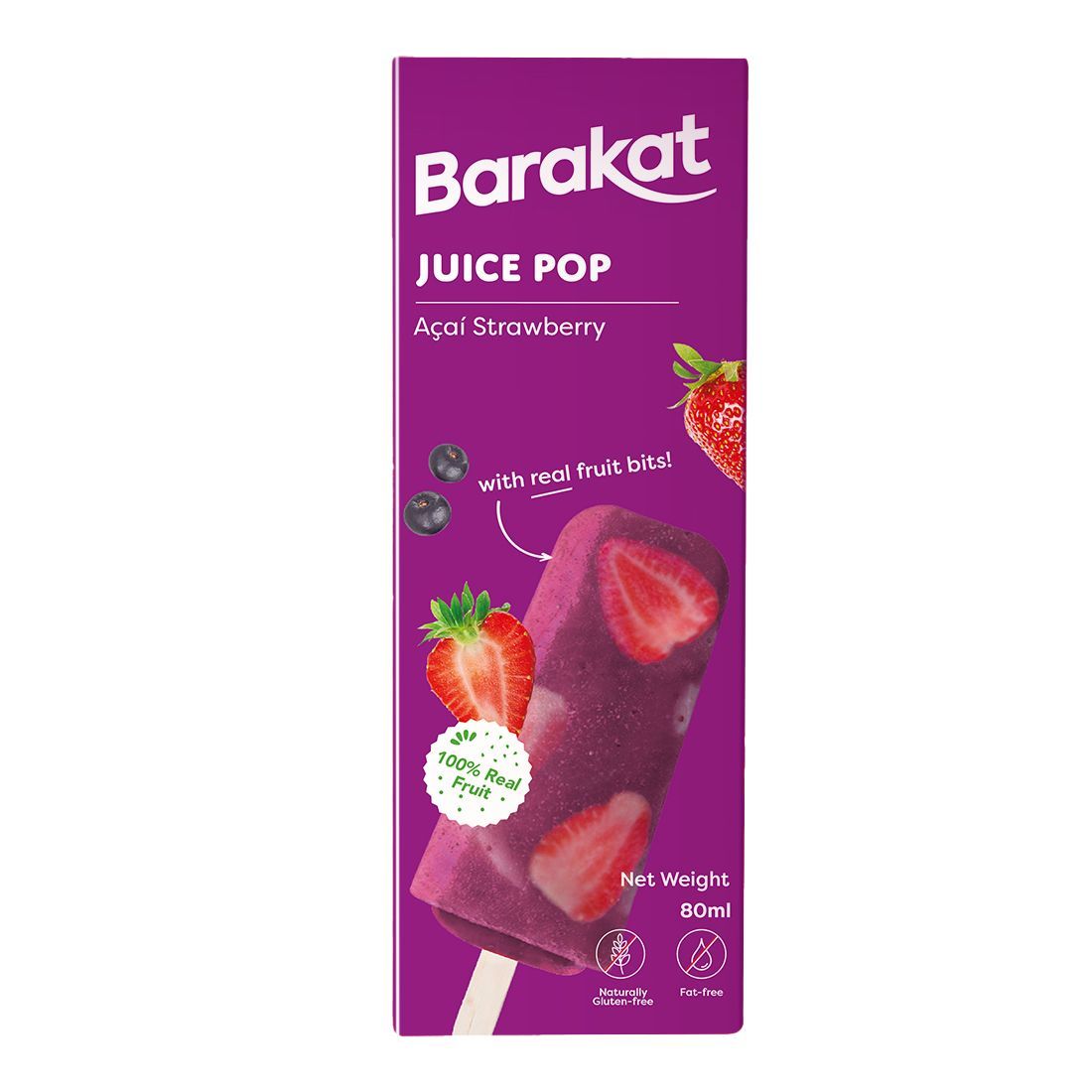 Buy Barakat Acai Strawberry Juice Pops, 80ml Online in UAE | Talabat UAE