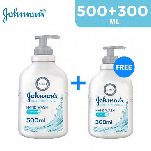Buy Johnson & Johnson Anti Bacterial Sea Salt Hand Wash 500 ml + 300 ml ...