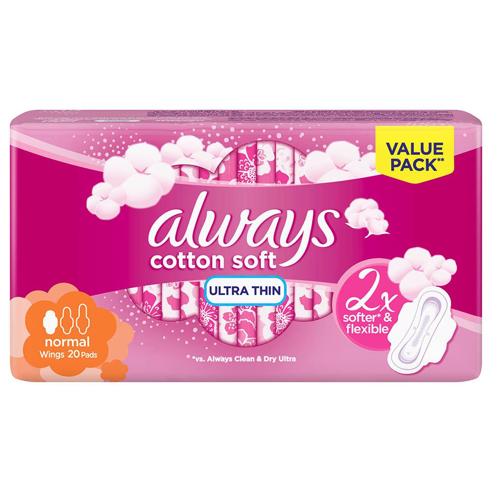 Buy Always Ultra Thin Cottony Soft Pads Value Pack, 20 Pieces Online in Kuwait | Talabat Kuwait