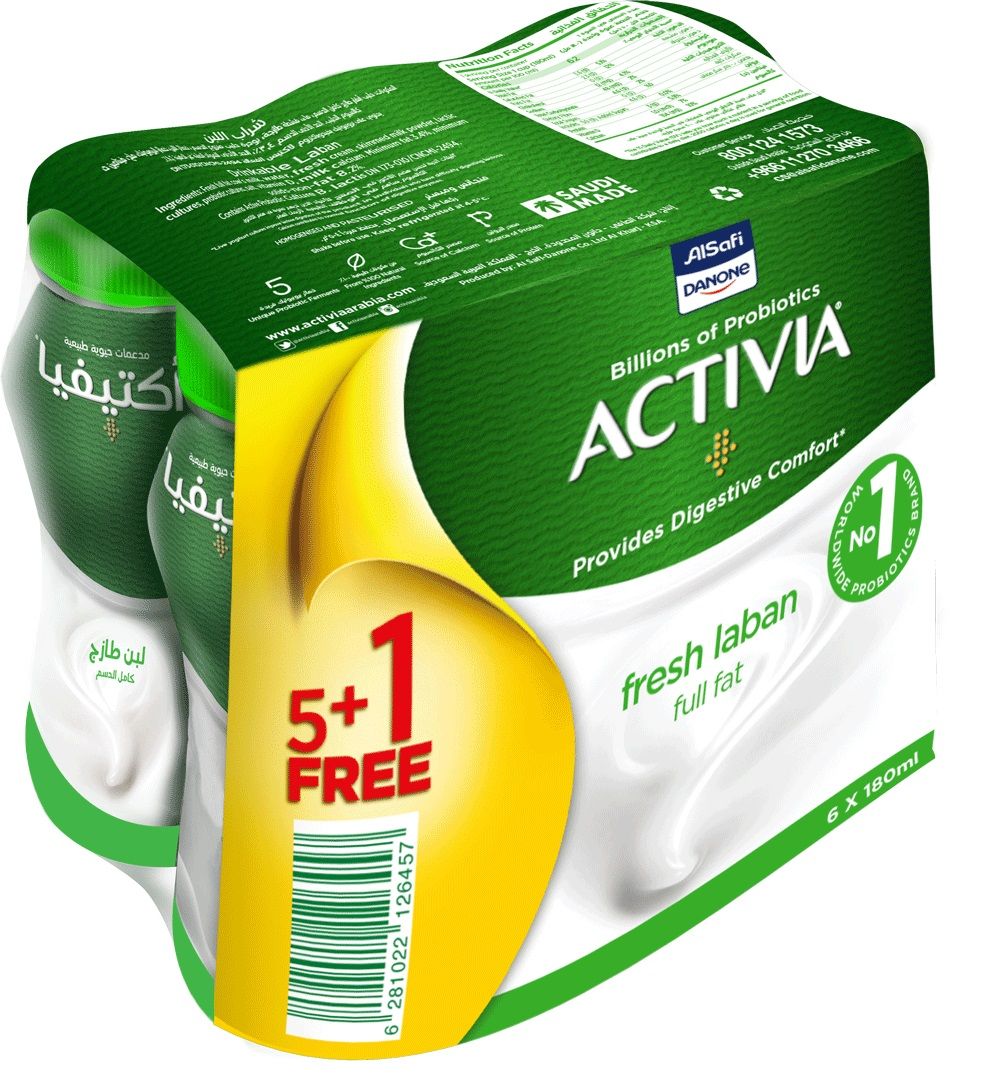 Buy Activia 5 Probiotic Full Fat Fresh Laban, 6x180ml Online in Kuwait ...