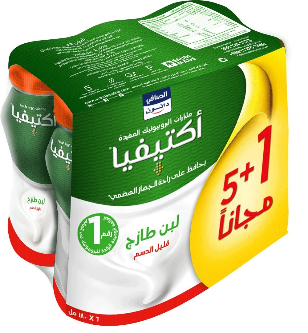 Buy Activia 5 Probiotic Low Fat Fresh Laban, 6x180ml Online in Kuwait ...