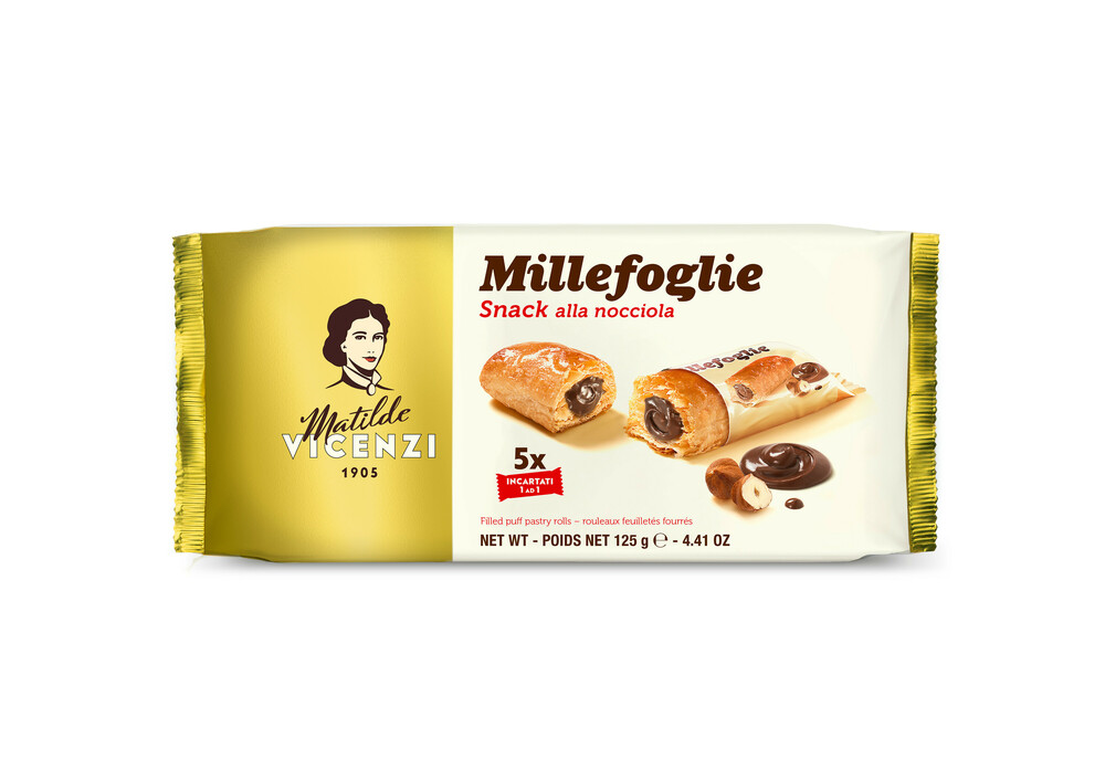 Buy Vicenzi Millefoglie Hazelnut Cream Filled Puff Pastry Rolls, 125g ...