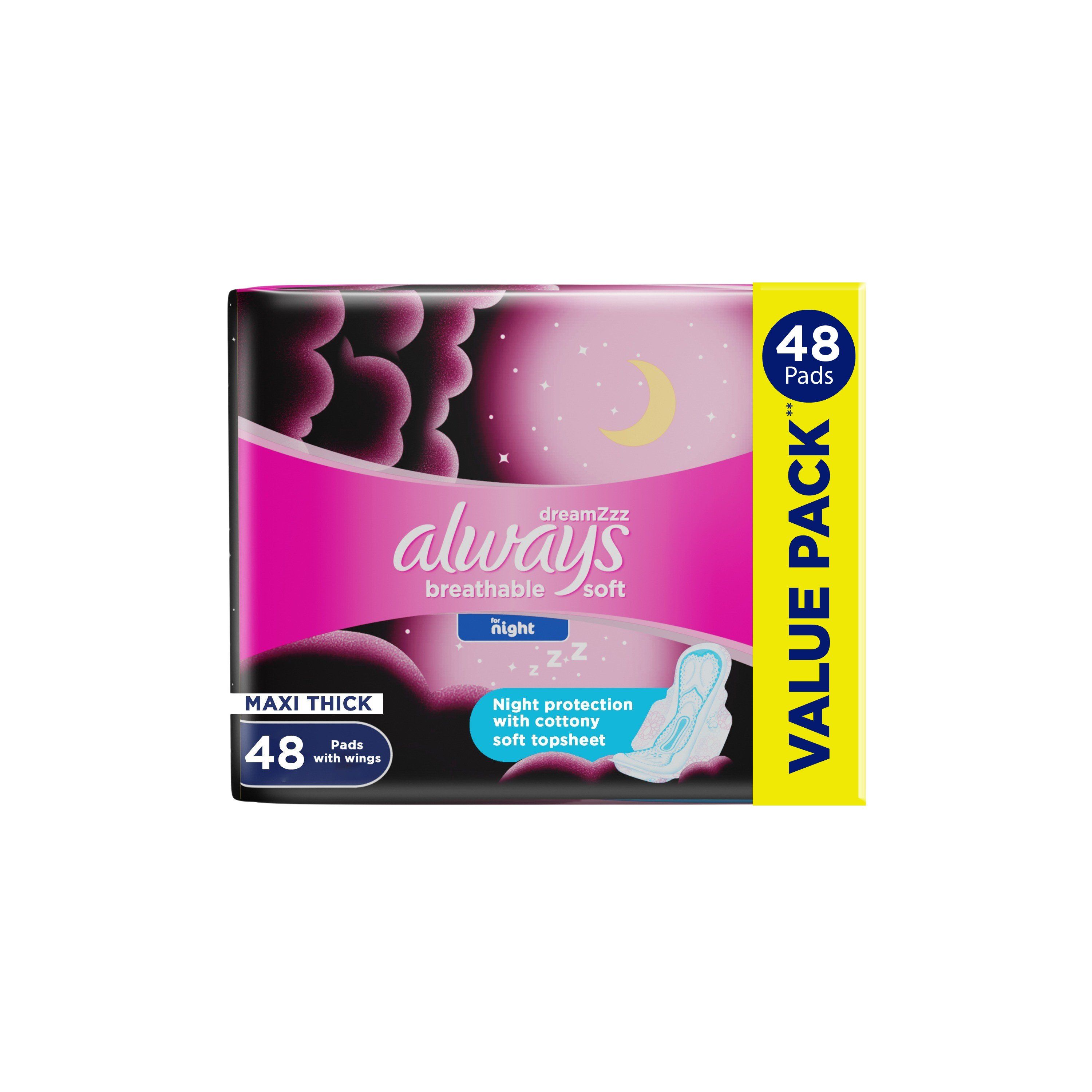 Buy Always Breathable Soft Maxi Thick Night Sanitary Pads with Wings ...