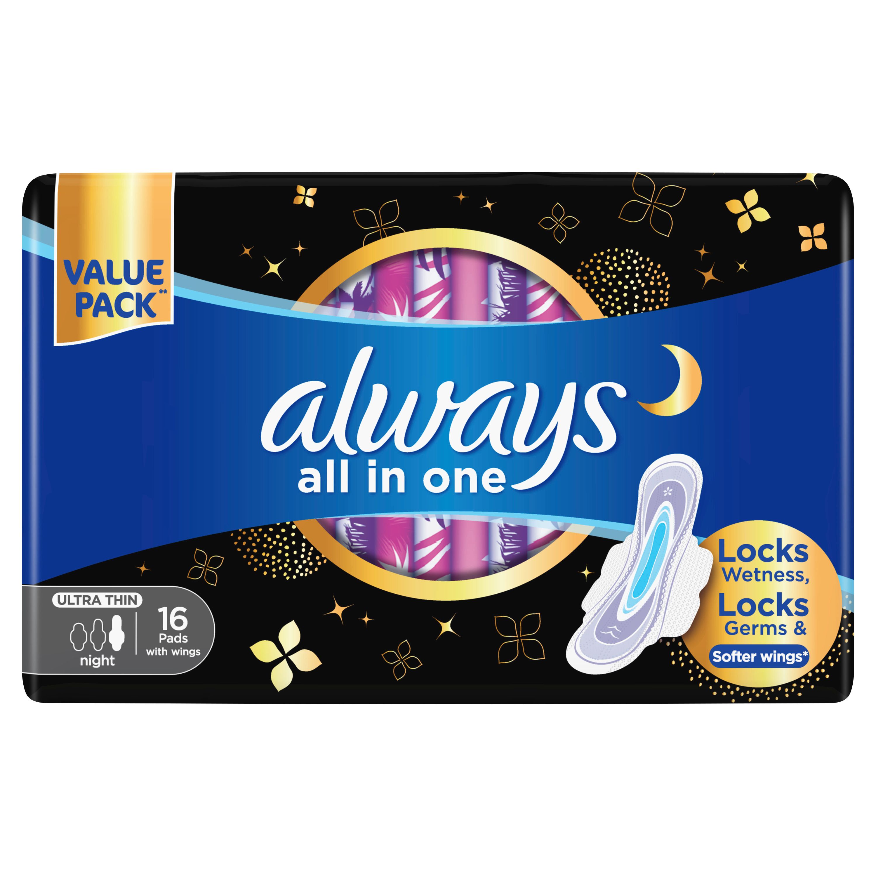 Buy Always All in One Ultra Thin Night Sanitary Pads, 16 Pieces Online ...