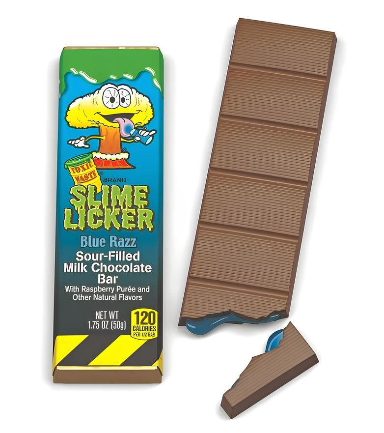 Buy Toxic Waste Slime Licker Blue Razz Sour-Filled Milk Chocolate Bar ...