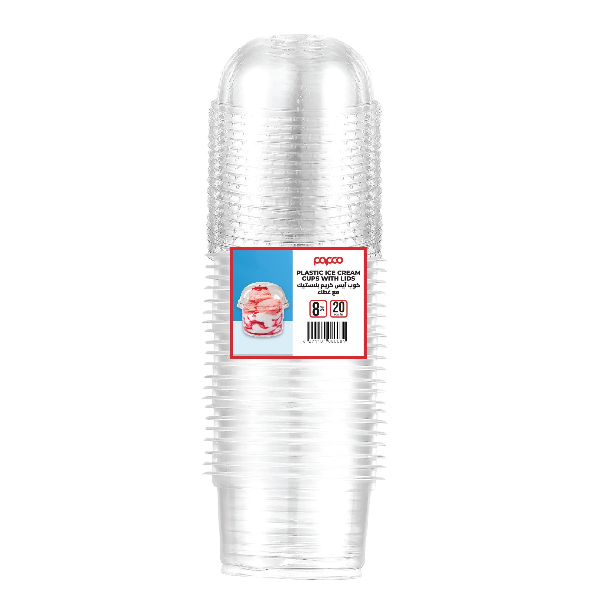Buy Papco Clear 8 oz Plastic Round Cups, 20 Cups + Lids Online in ...