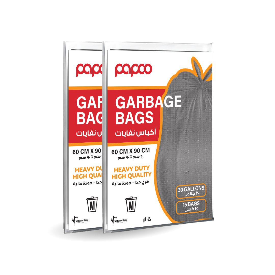 Buy Papco Garbage Bags 30 Gallons - 15Ct 60X90 Cm - 2 Packets Online in ...