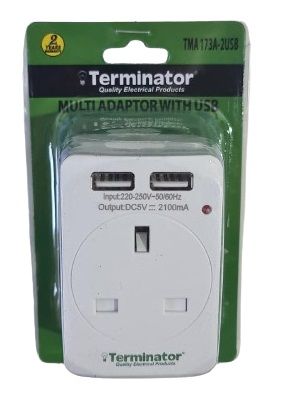 Buy Terminator Multi Pin Travel Adaptor with Universal Socket & 2 USB ...