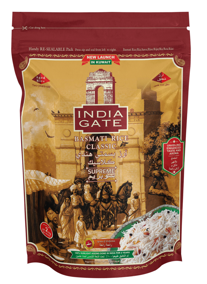 Buy India Gate Supreme Classic Basmati White Rice Plastic Bag, 2kg ...