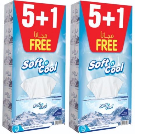 اشترِ Soft N Cool Facial Tissue 2 Ply, 150 Sheets, 5 Pieces + 1 Free x2 ...