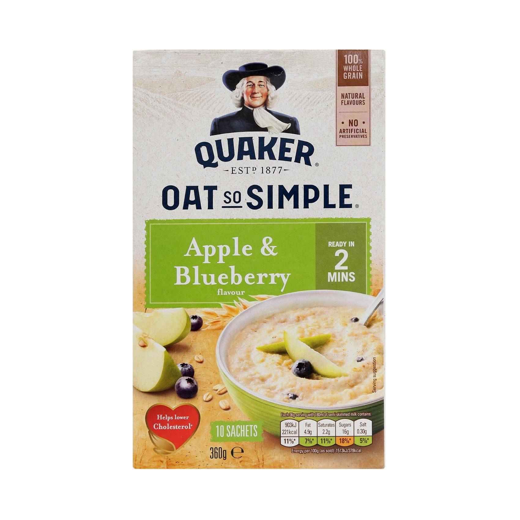 Buy Quaker Oat So Simple Apple & Blueberry 100% Wholegrain Oat, 10 x ...