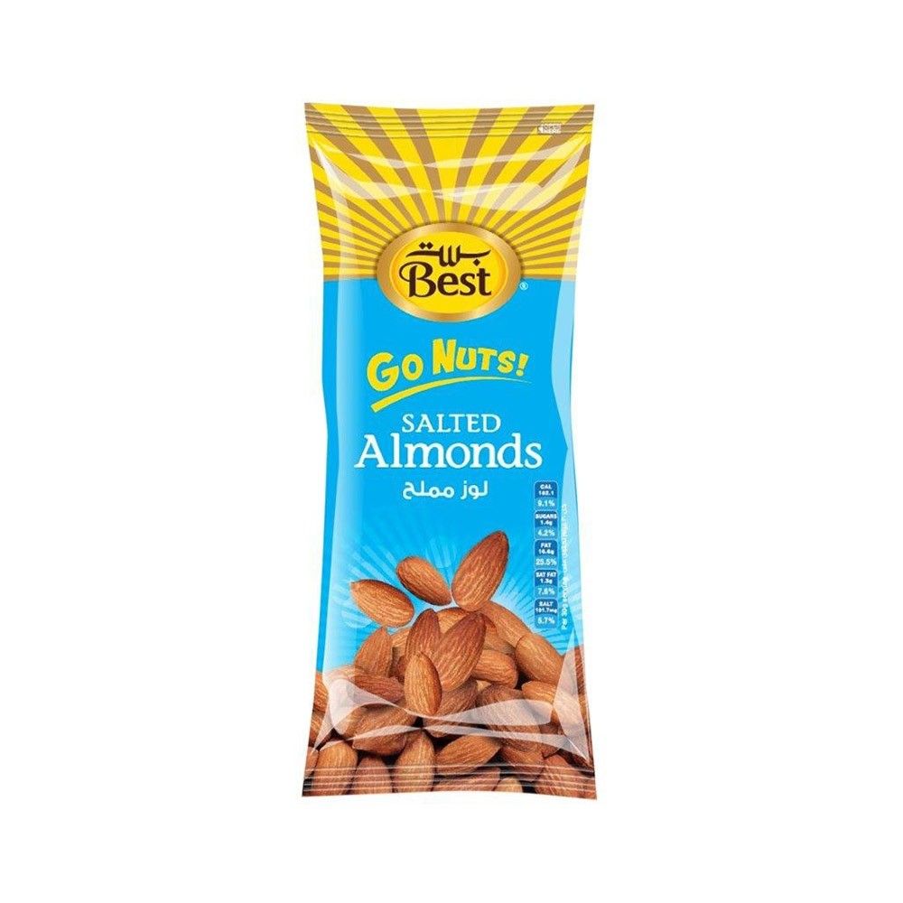 Buy Best Go Nuts! Salted Almonds Pouch, 80g Online in UAE | Talabat UAE