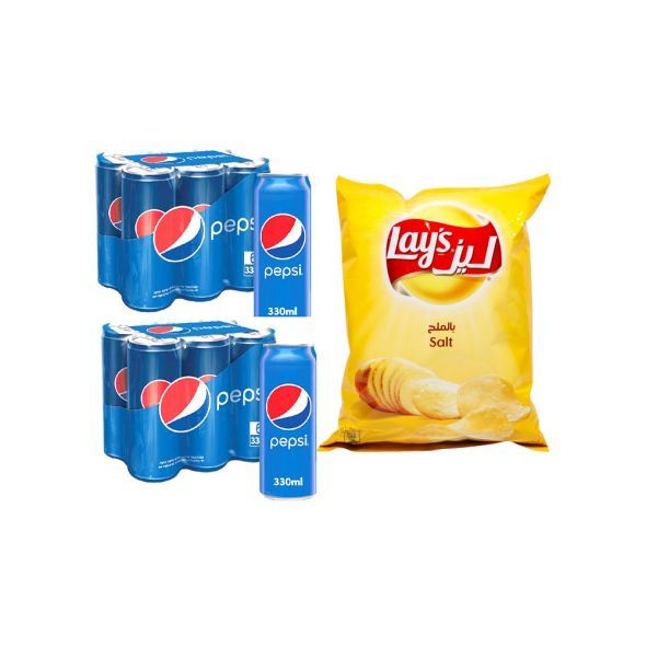 اشترِ Pepsi Soft Drink 6x330ml + Pepsi Soft Drink, 6x330ml + Lay's ...